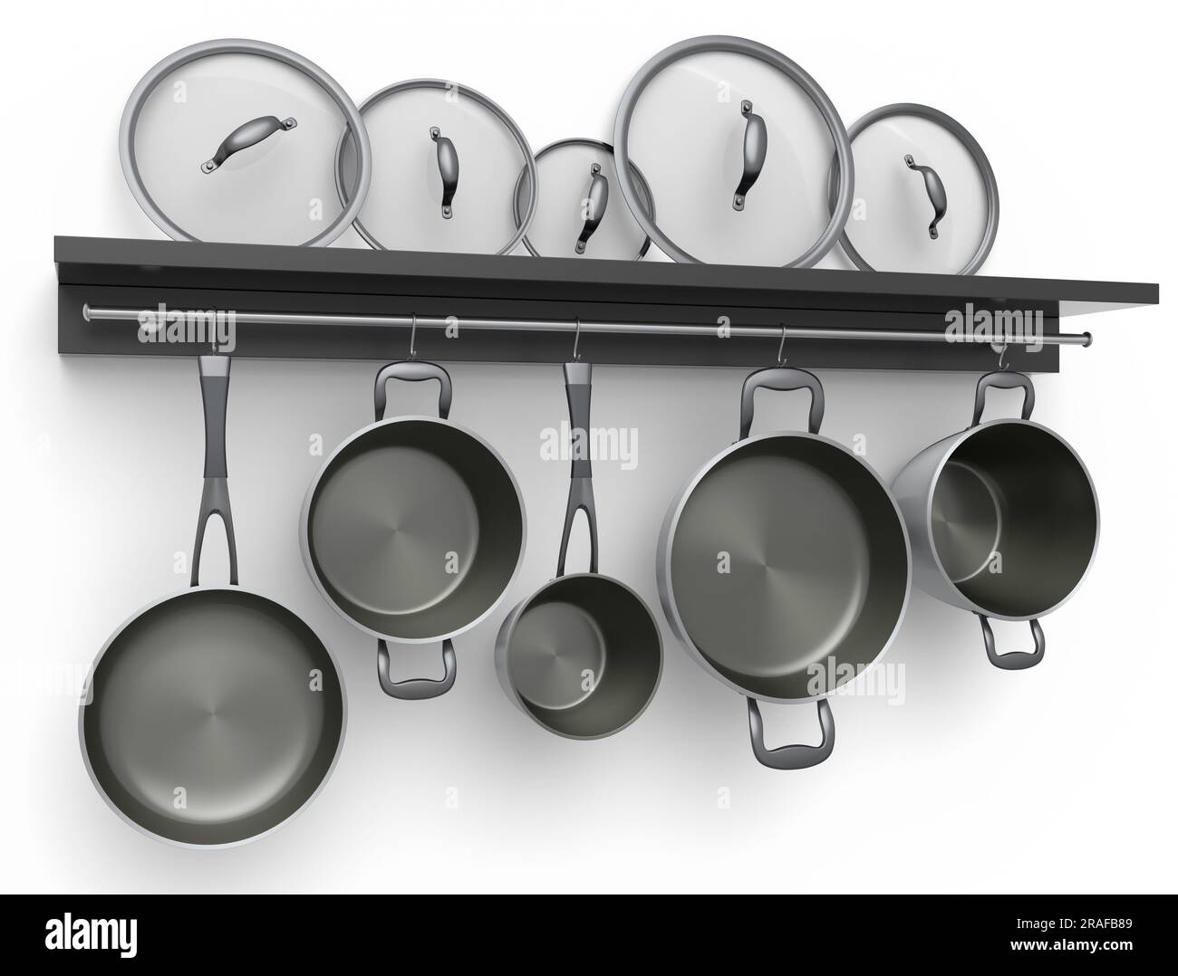 Set of stainless steel stewpot, frying pan and chrome plated aluminum ...