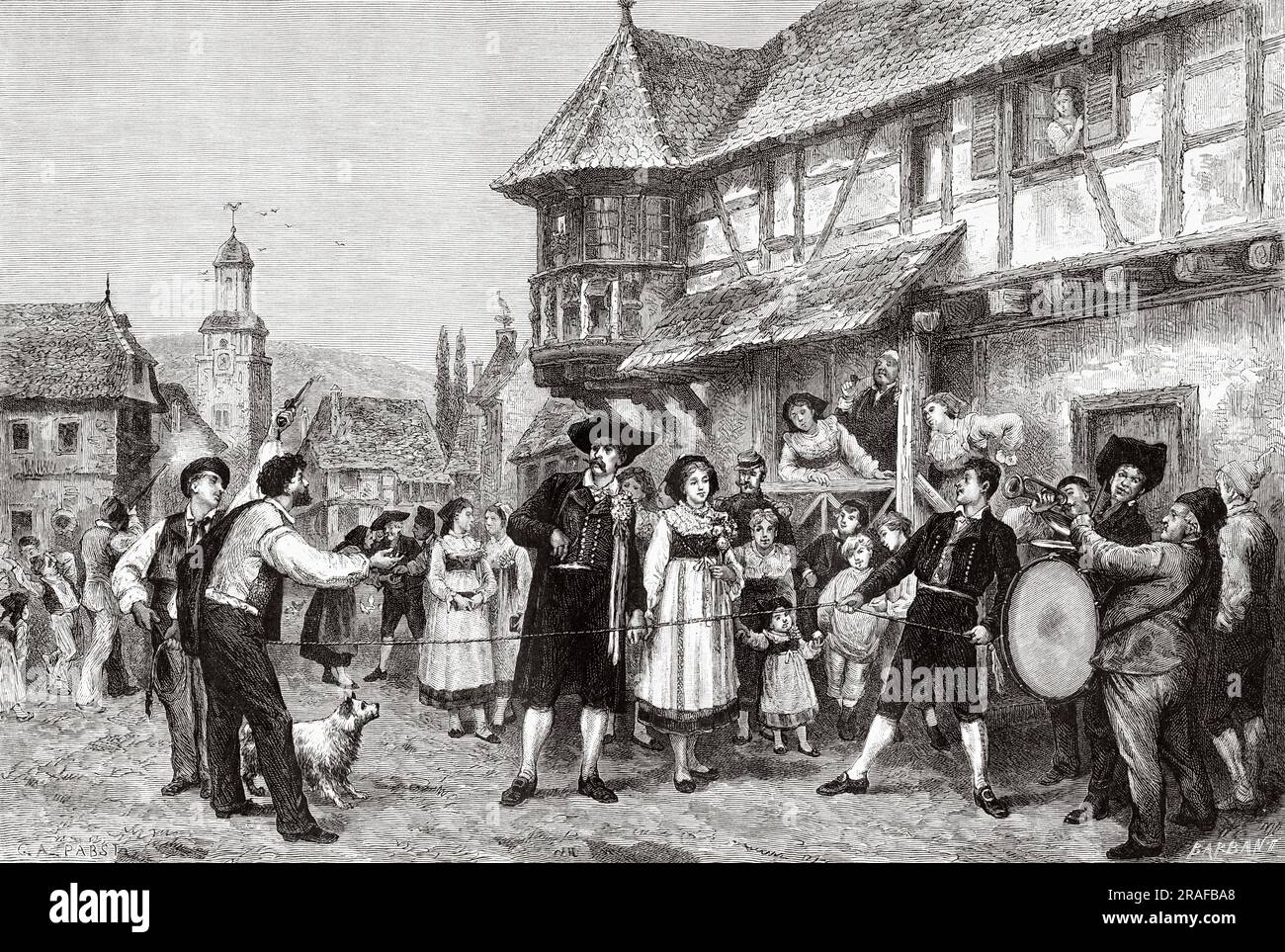 A traditional wedding in the French city of Munster, Alsace, Haut-Rhin ...