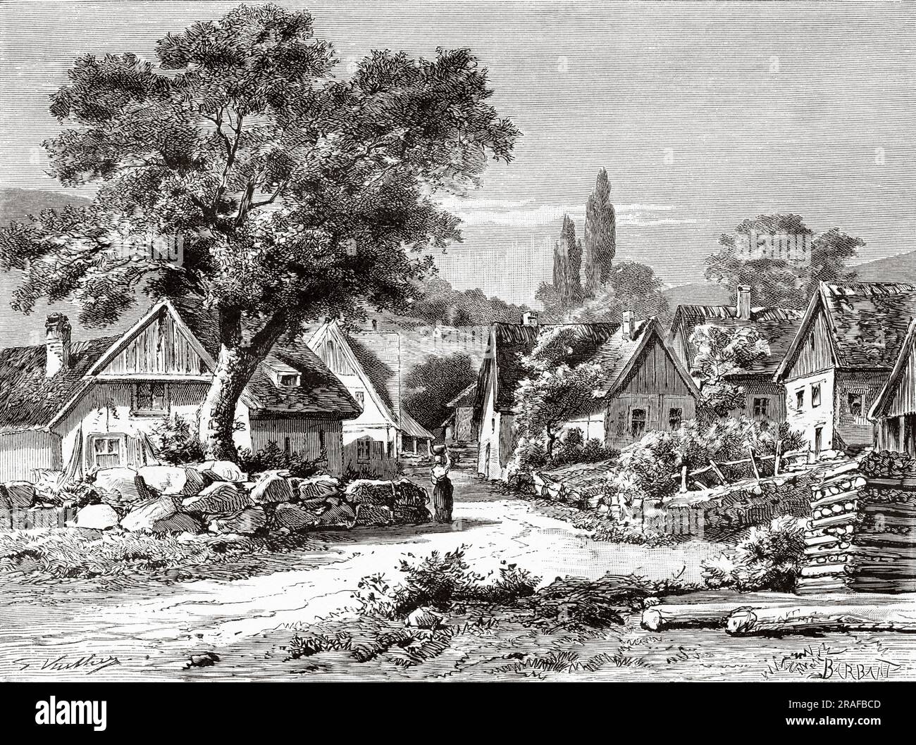 Orbey village, Alsace-Lorraine, France, Europe. Across Alsace and ...