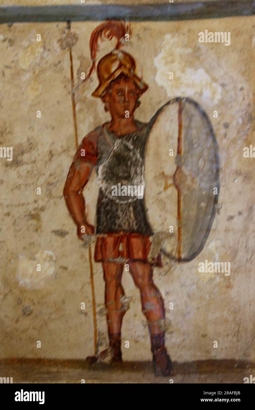 Fresco of An Ancient Macedonian Soldier (thorakitai) Wearing Chainmail ...