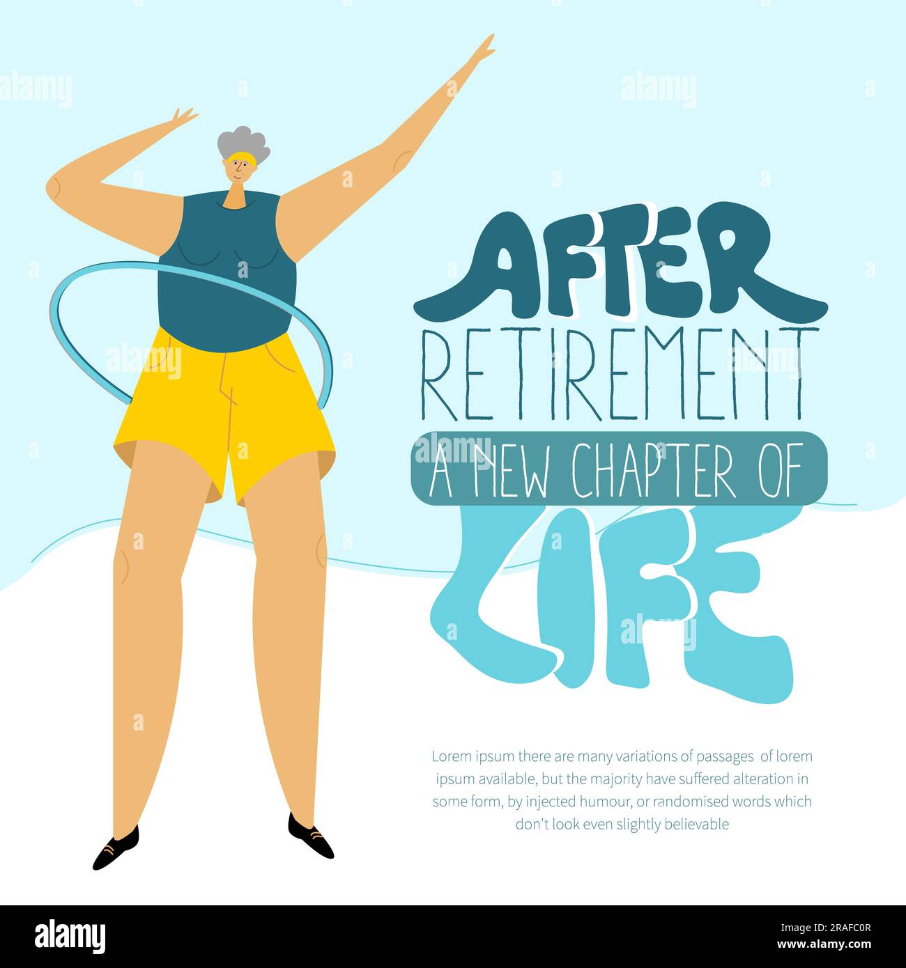 The happy elderly women silver character, senior twist hula hoop on ...