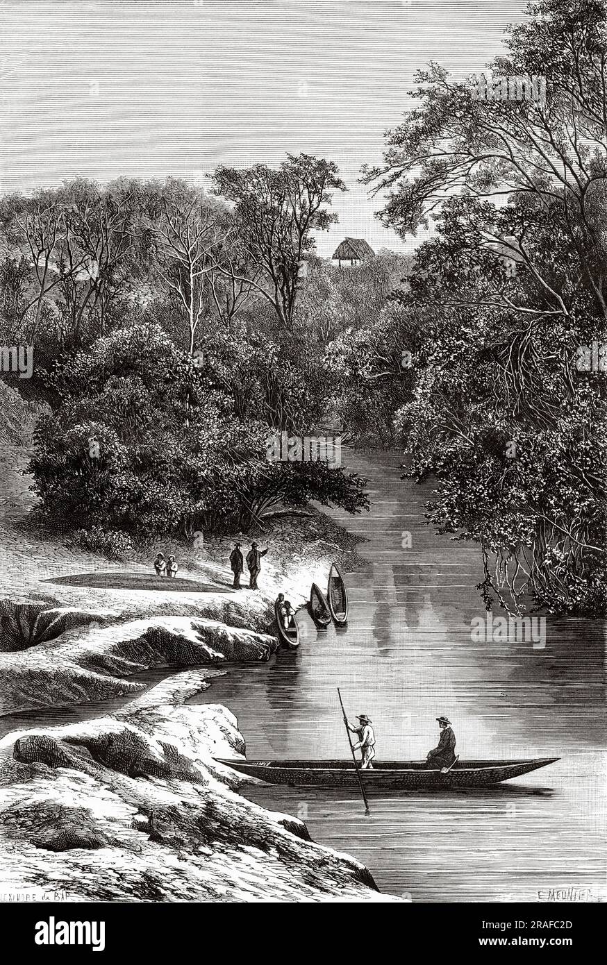 Port of Chasuta in the Huallaga river. Peru, South America. Amazon and ...