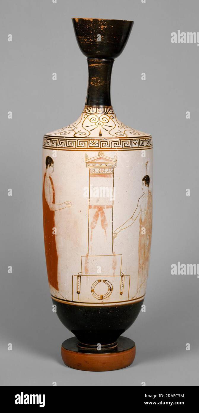 Terracotta Lekythos (oil Flask) 440 BC by Ancient Greek Pottery Stock ...
