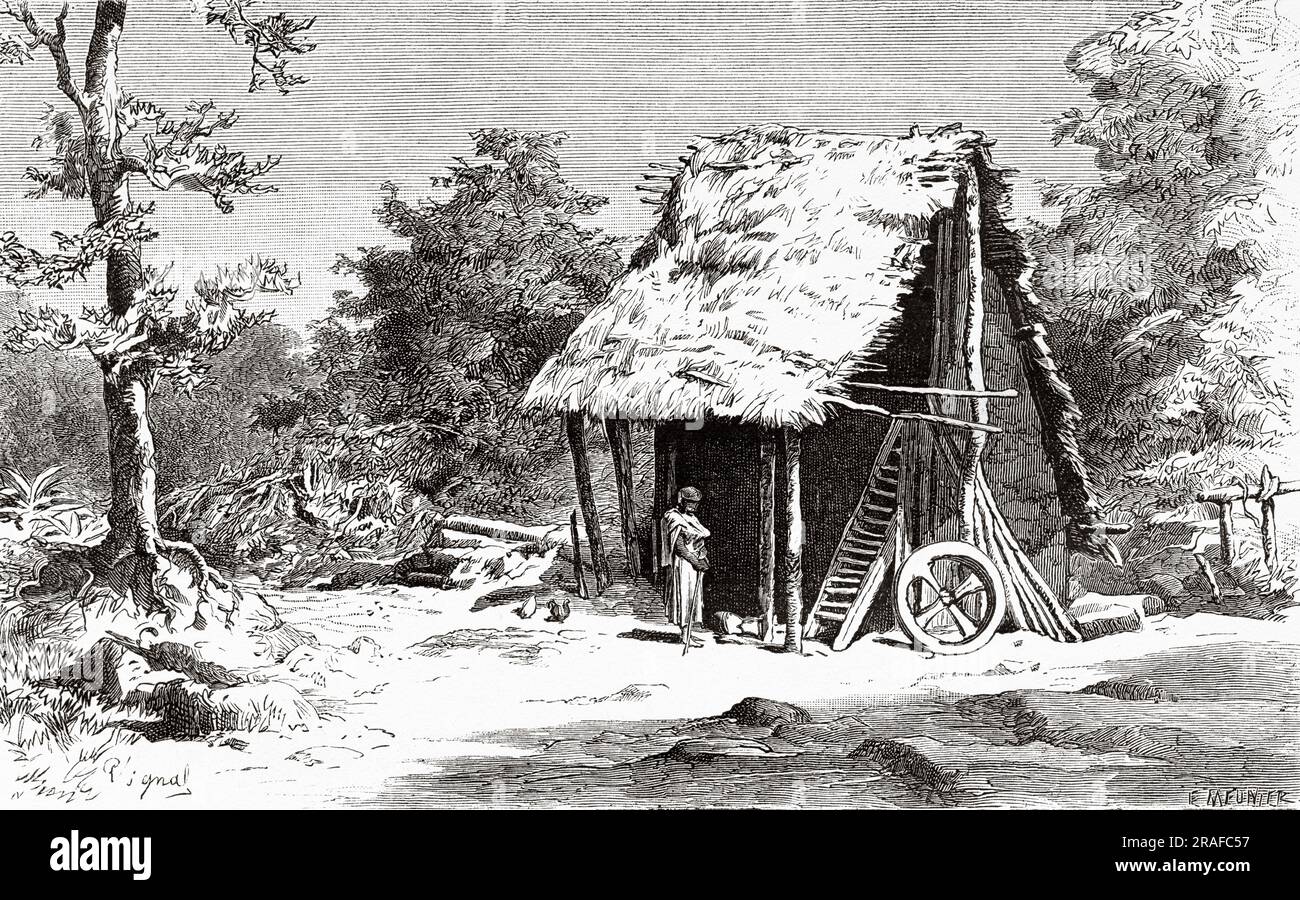 Traditional hut in the village of Rioja. Peru, South America. Amazon ...