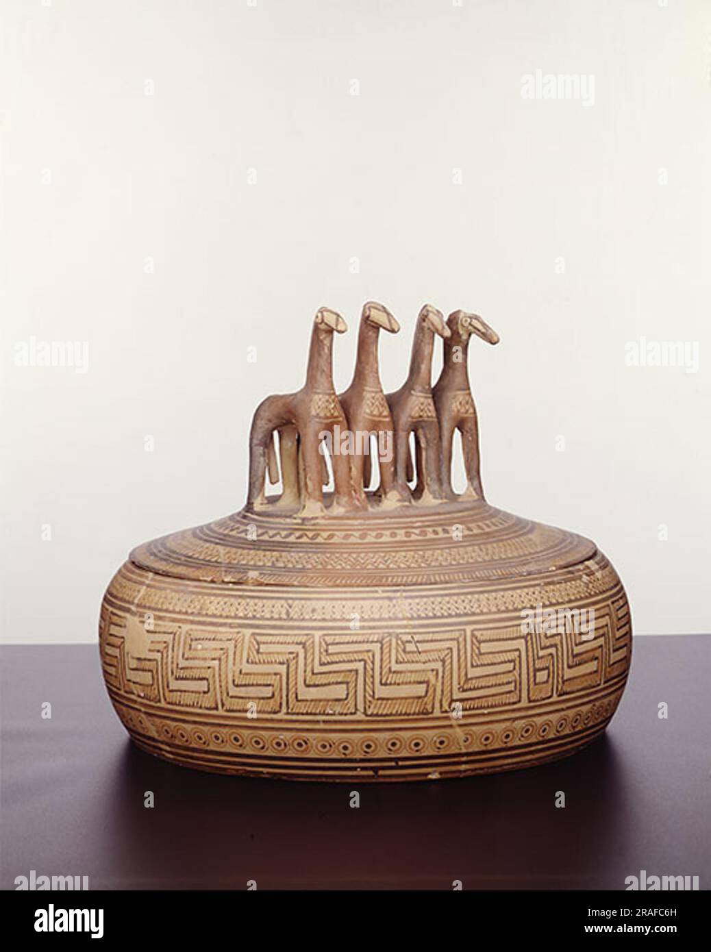 Attic Late Geometric Pyxis with Four Horses on the Lid. From Kerameikos ...