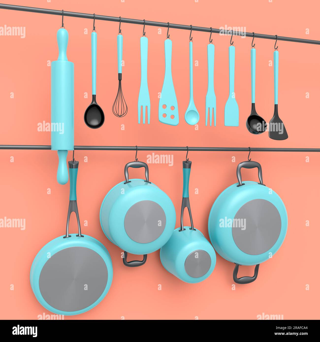 Set of kitchen utensil, stewpot, frying pan and chrome plated cookware ...