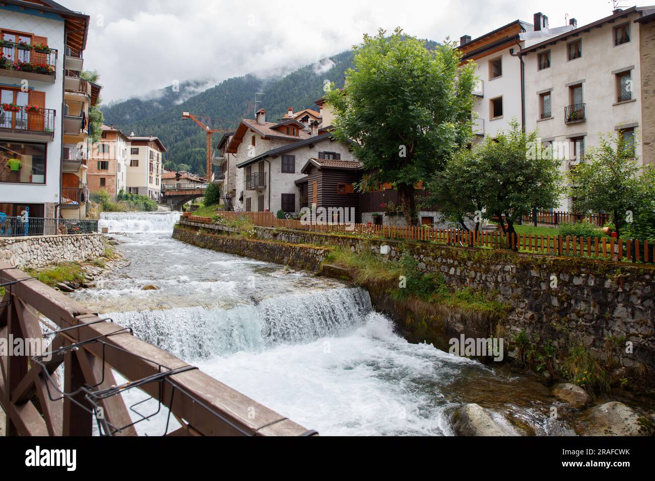 the beautiful famous town center of Ponte di Legno, Lombardy, Bs, Italy ...