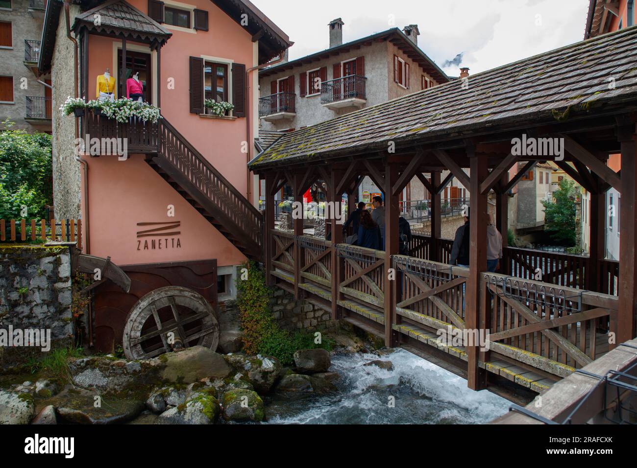 the beautiful famous town center of Ponte di Legno, Lombardy, Bs, Italy ...