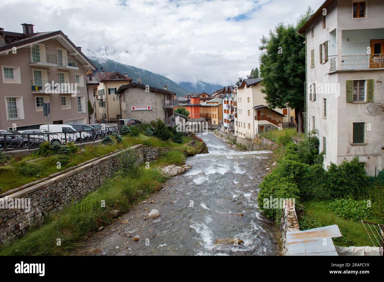 the beautiful famous town center of Ponte di Legno, Lombardy, Bs, Italy ...