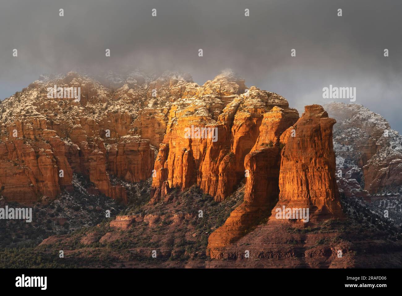 Spot of sunlight over Red Rocks of Sedona, sunset, Arizona, USA, by ...