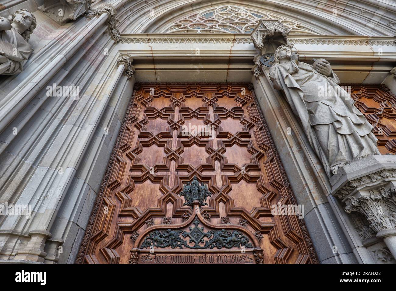 Barcelona, Spain, detail of the Cathedral doors, touristic place Stock ...