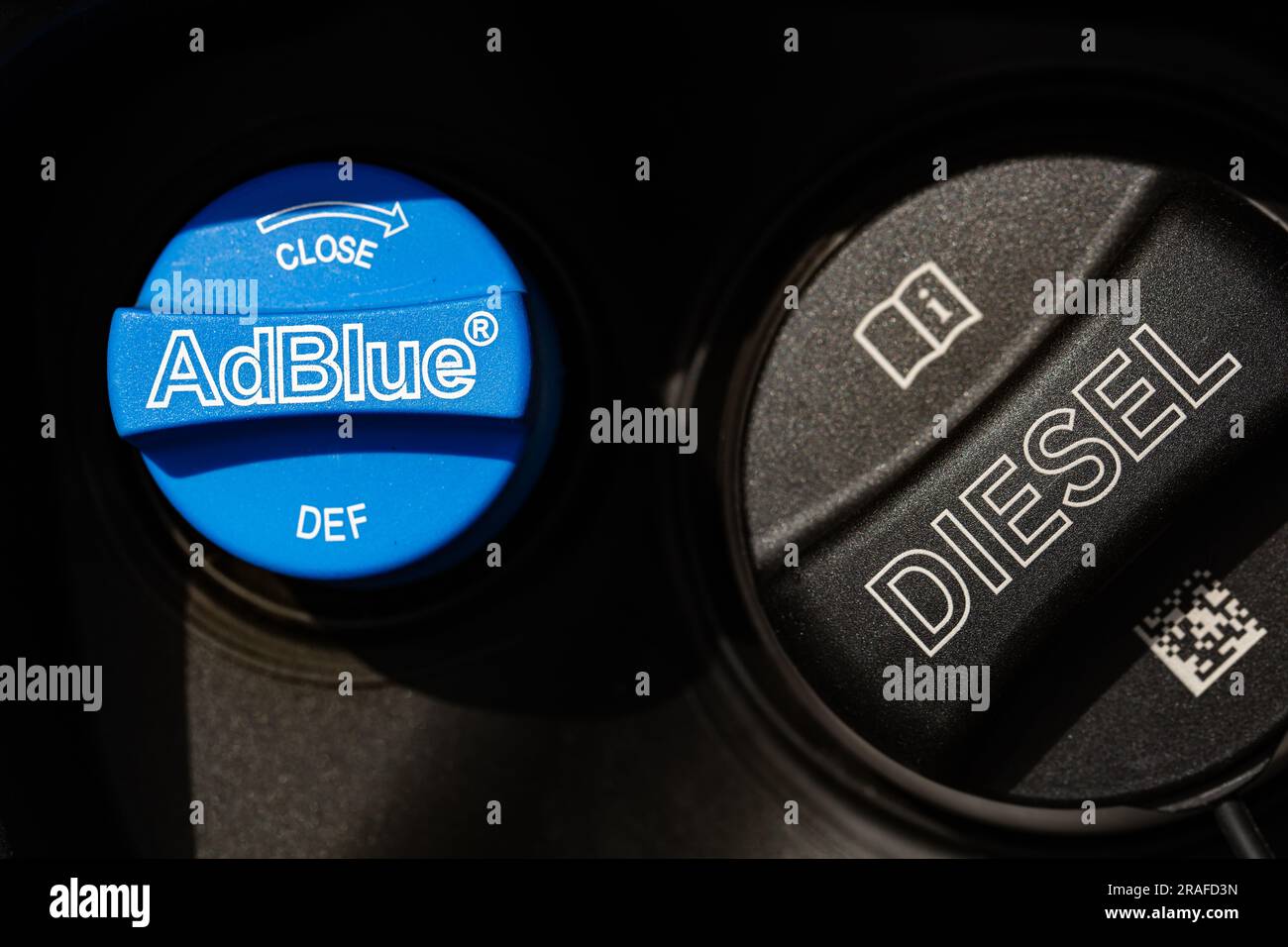 Lviv, Ukraine - October 21, 2022: Closeup of Filler neck for Diesel ...