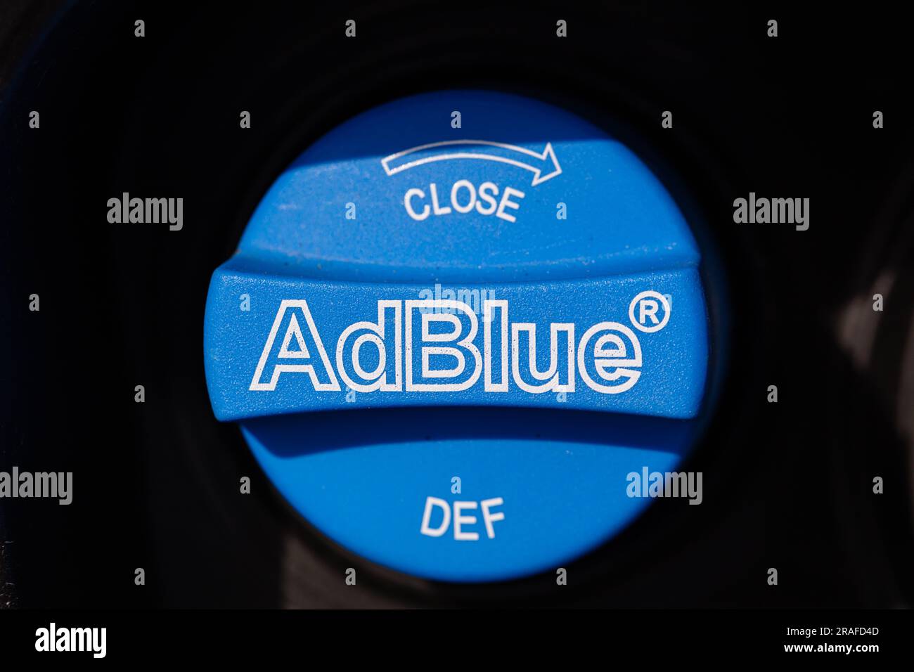 Lviv, Ukraine - October 21, 2022: Closeup of Filler neck for Diesel ...