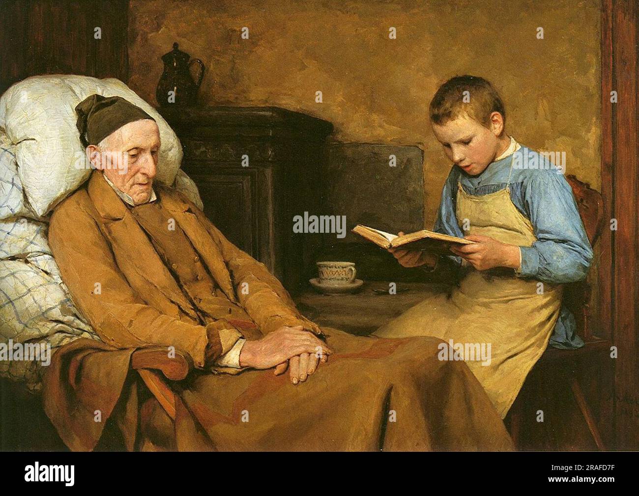 Reading Devotions to Grandfather 1893 by Albrecht Anker Stock Photo - Alamy