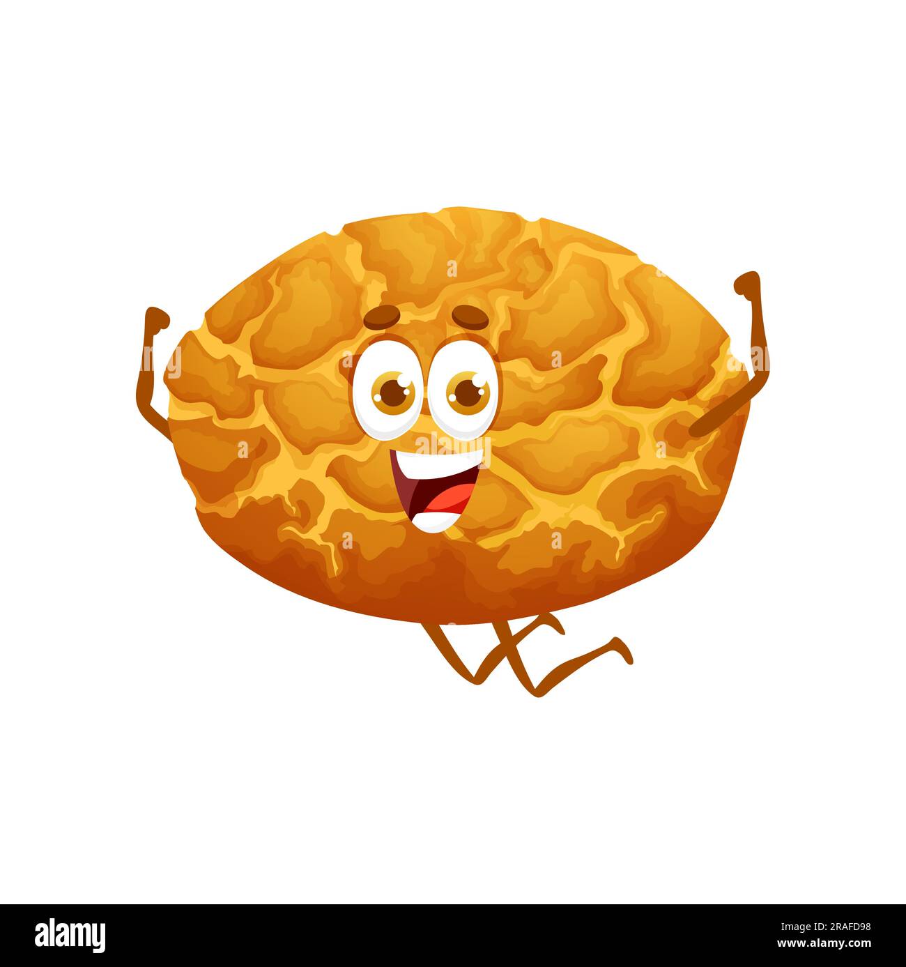 Cartoon Dutch crunch bread or tiger bread character, bakery and pastry ...