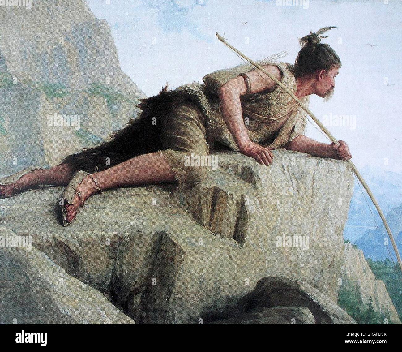 The pile dweller 1886 by Albrecht Anker Stock Photo - Alamy