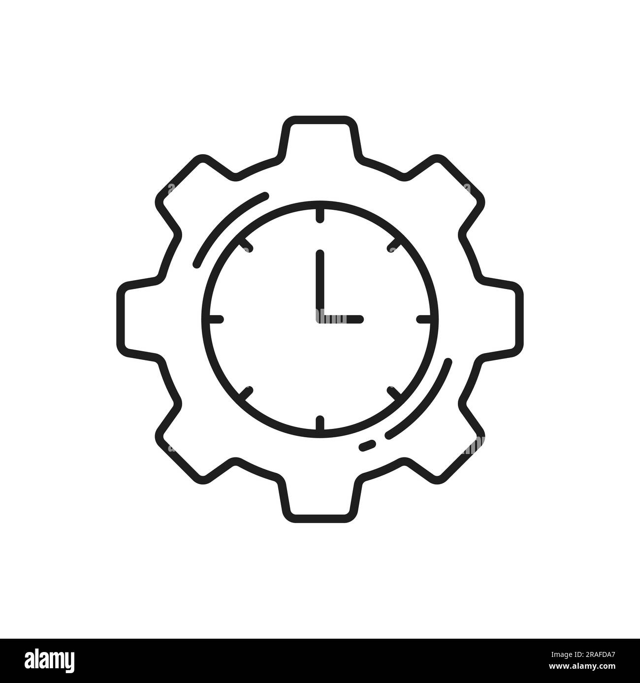 Industrial machinery timer, cogwheel clockwork thin line outline icon ...
