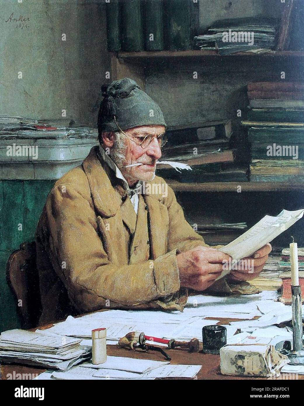 The parish clerk 1874 by Albrecht Anker Stock Photo - Alamy