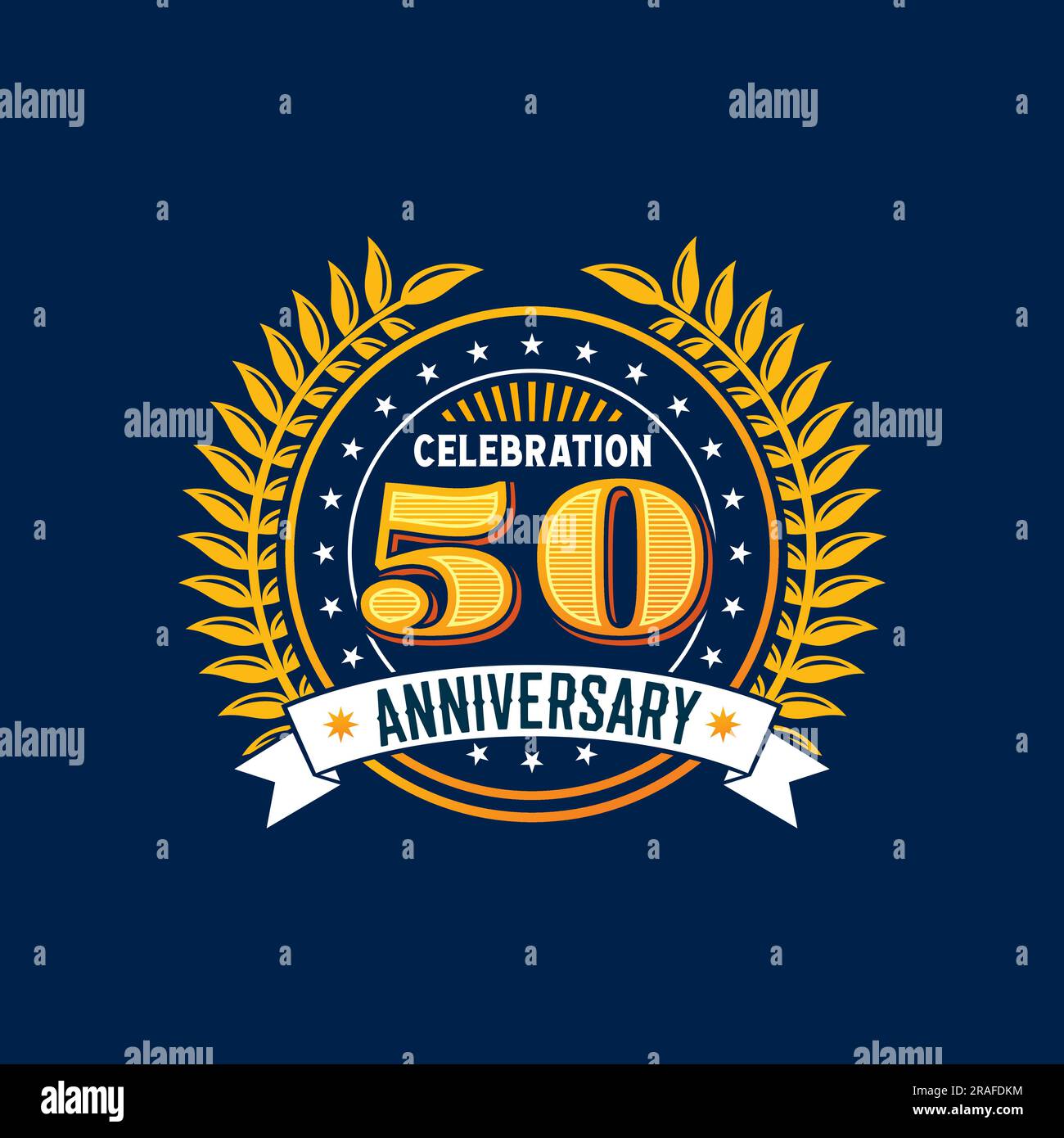 Birthday badge and label anniversary, 50 years jubilee seal, party number mark. Marriage ...