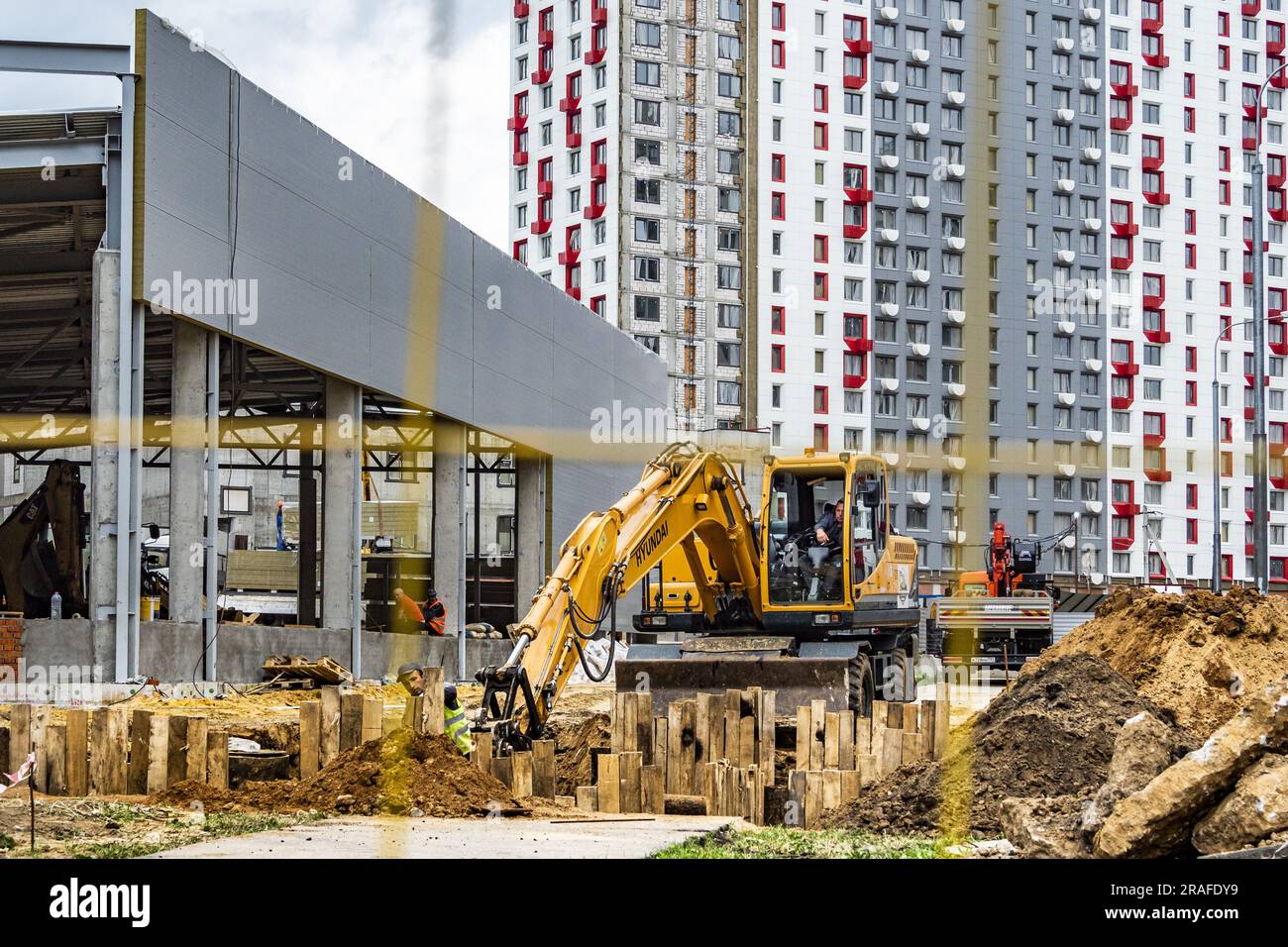 Russia, Moscow. Construction of residential buildings. Construction ...