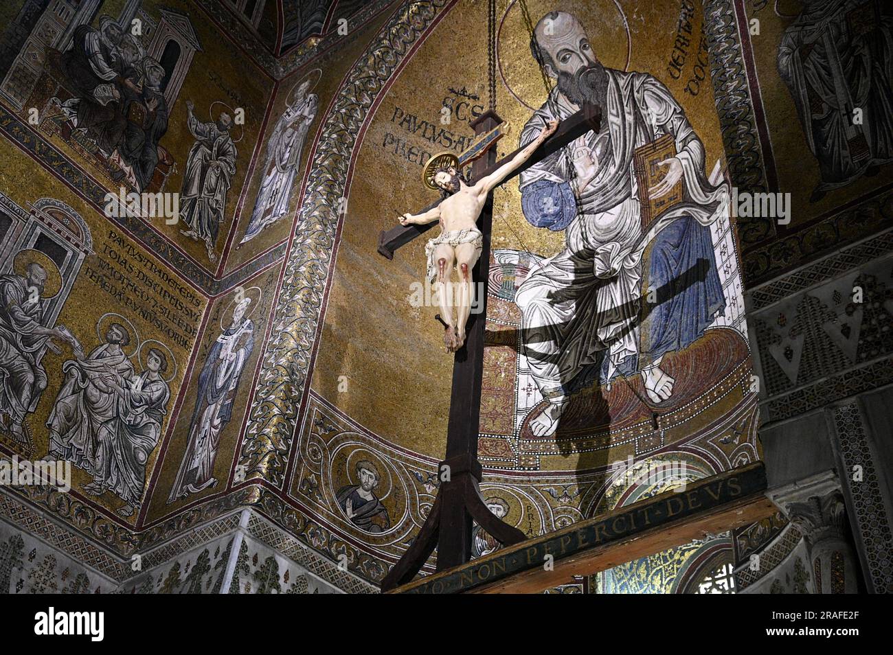 Apsidiole of San Paolo with Jesus on the cross at the Baroque Byzantine ...