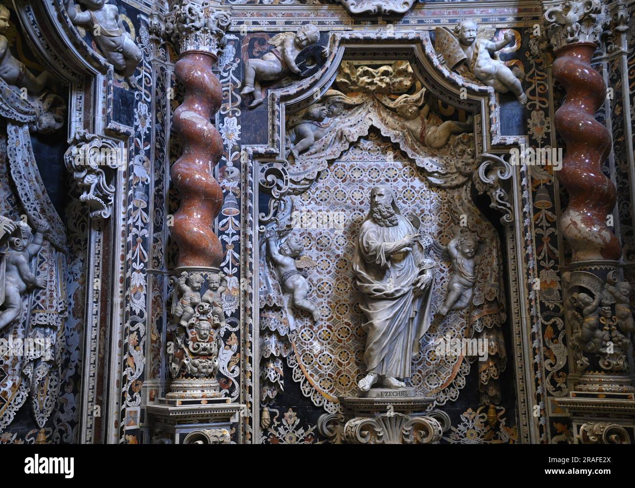 Marble sculpted statue representing the major prophet Ezekiel at the ...