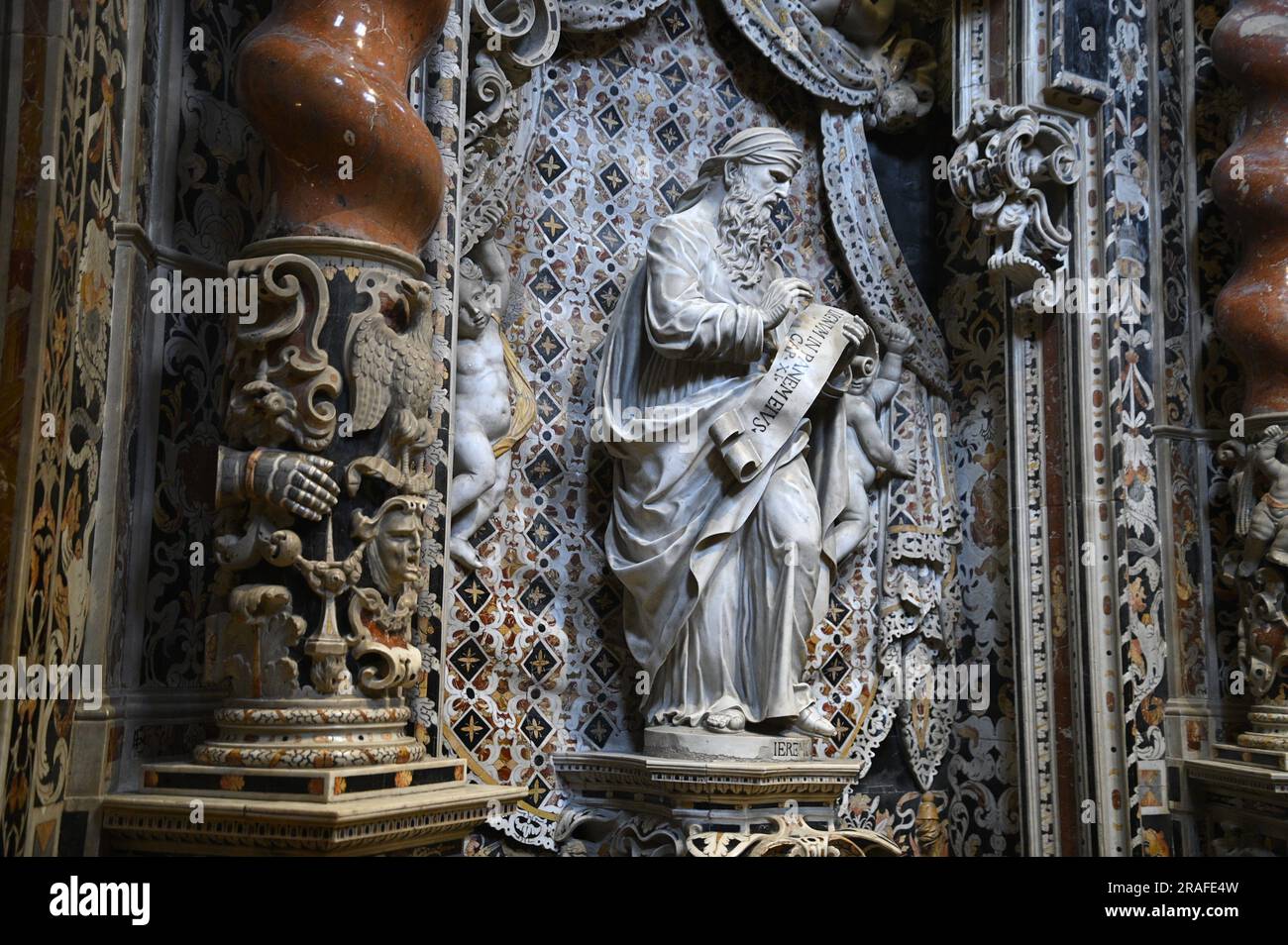 Marble sculpted statue representing the major prophet Jeremiah at the ...