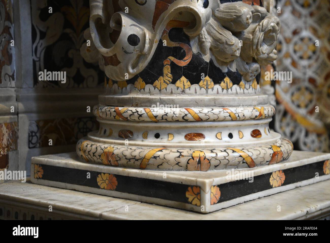 Marble pillar base with Arabesque elements in the interior of the ...