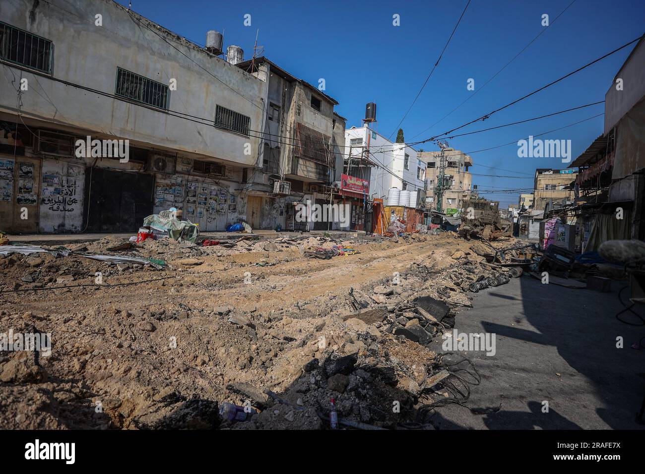 Jenin, Palestine. 03rd July, 2023. An Israeli military bulldozer seen ...