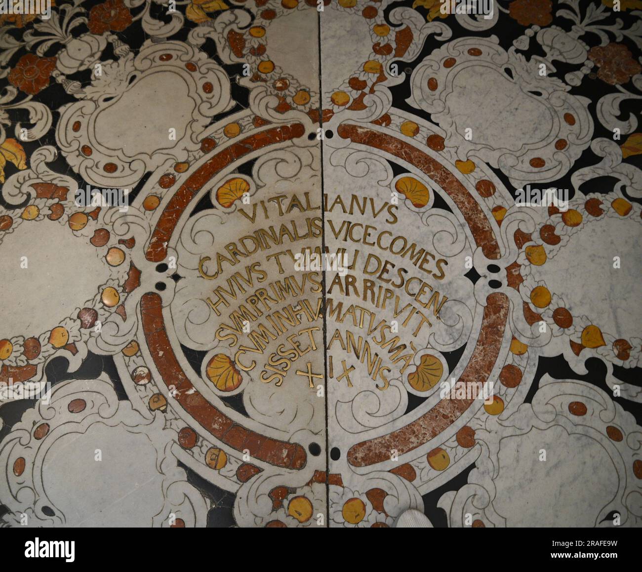 Marble mosaic floor in the interior of the Baroque style Cappella del ...