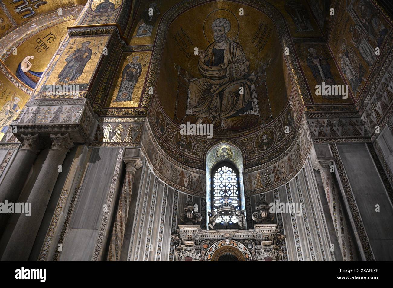 Apsidiole of San Pietro in the interior of the Monreale Cathedral in ...