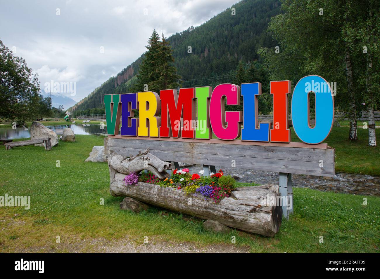 a colourful sign in Vermiglio, Val di Sole, Italy Stock Photo - Alamy