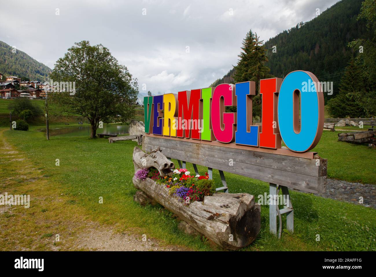 a colourful sign in Vermiglio, Val di Sole, Italy Stock Photo - Alamy