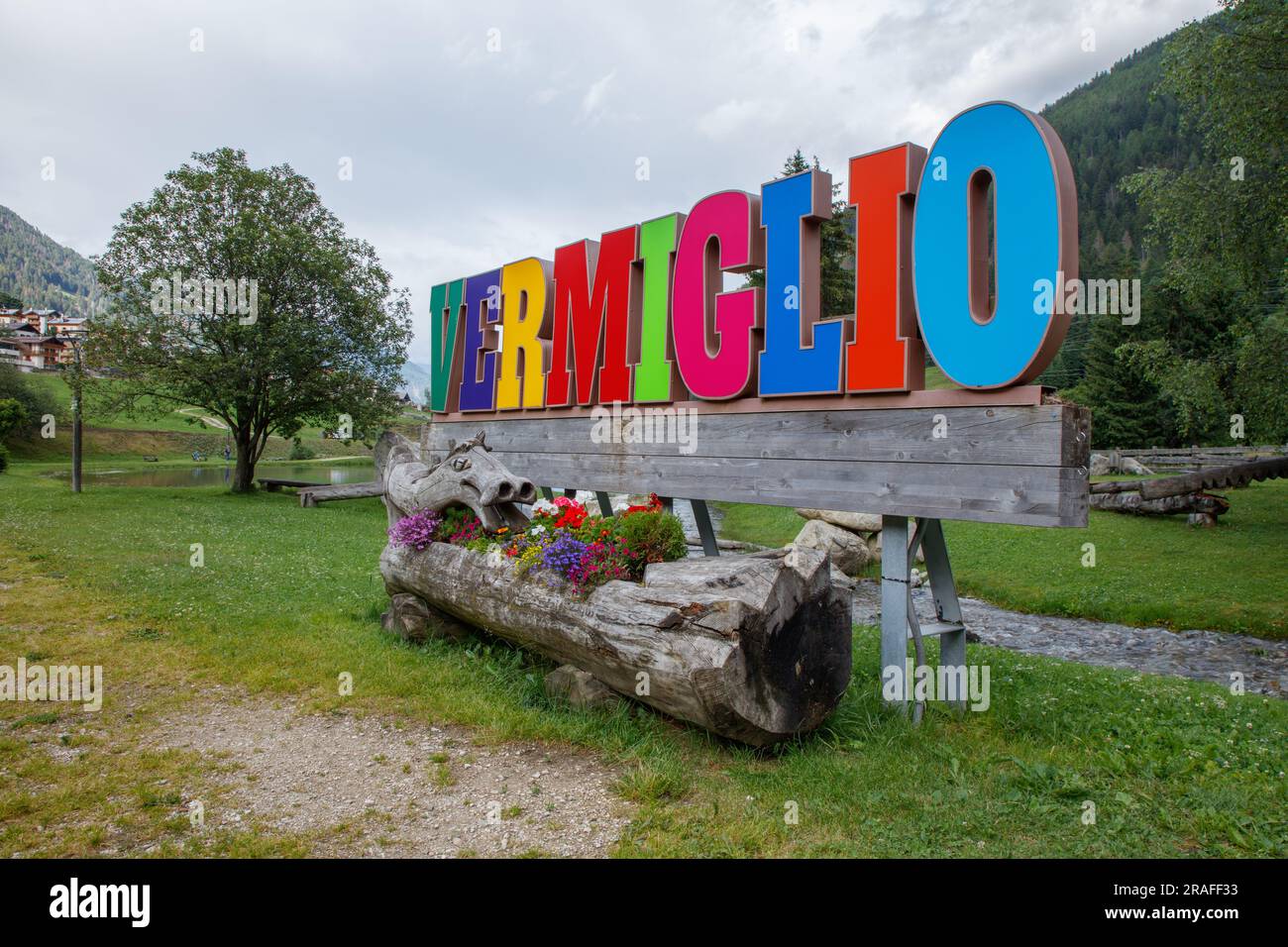 a colourful sign in Vermiglio, Val di Sole, Italy Stock Photo - Alamy