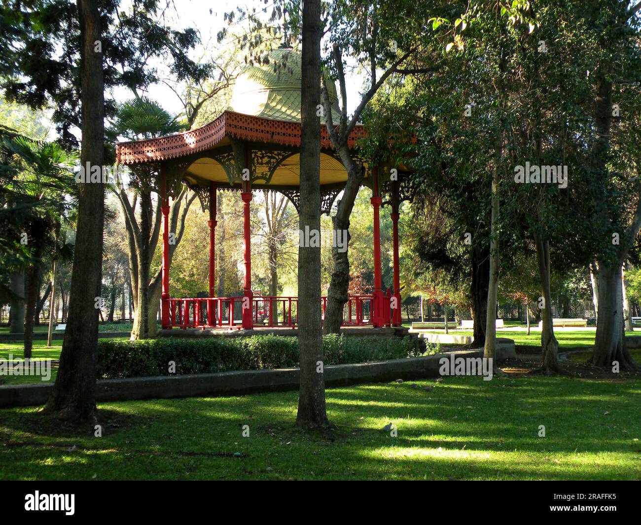 Pergola located at the center of the garden, O'higgins Park, Santiago ...