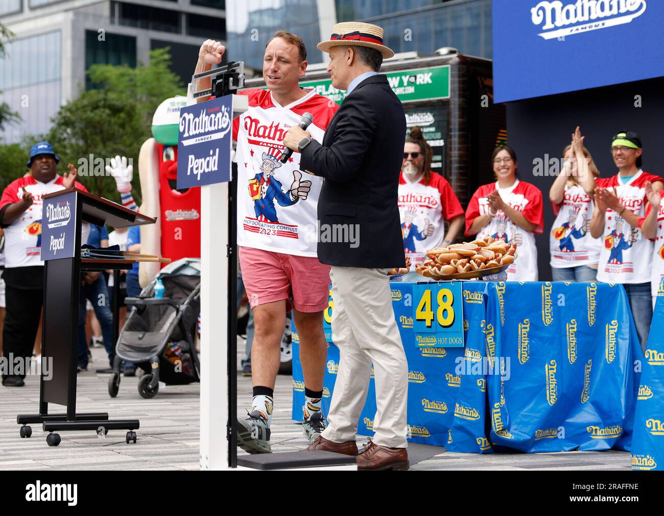 New York, United States. 03rd July, 2023. 2022 champion Joey Chestnut ...