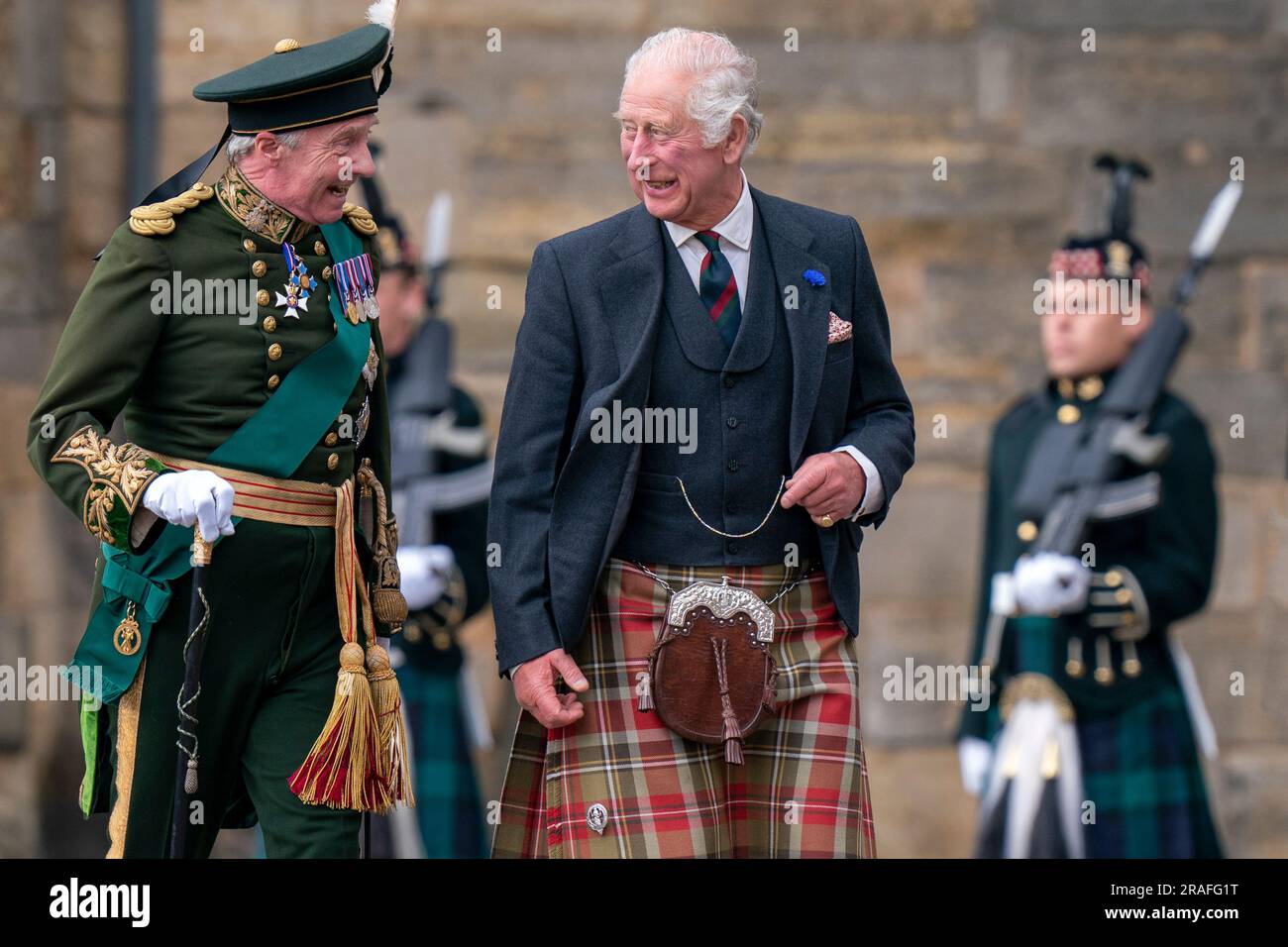 King Charles III during the Ceremony of the Keys on the forecourt of ...