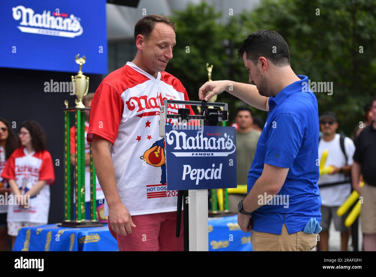 Photo by: NDZ/STAR MAX/IPx 2023 7/3/23 Competitive eater Joey Chestnut ...