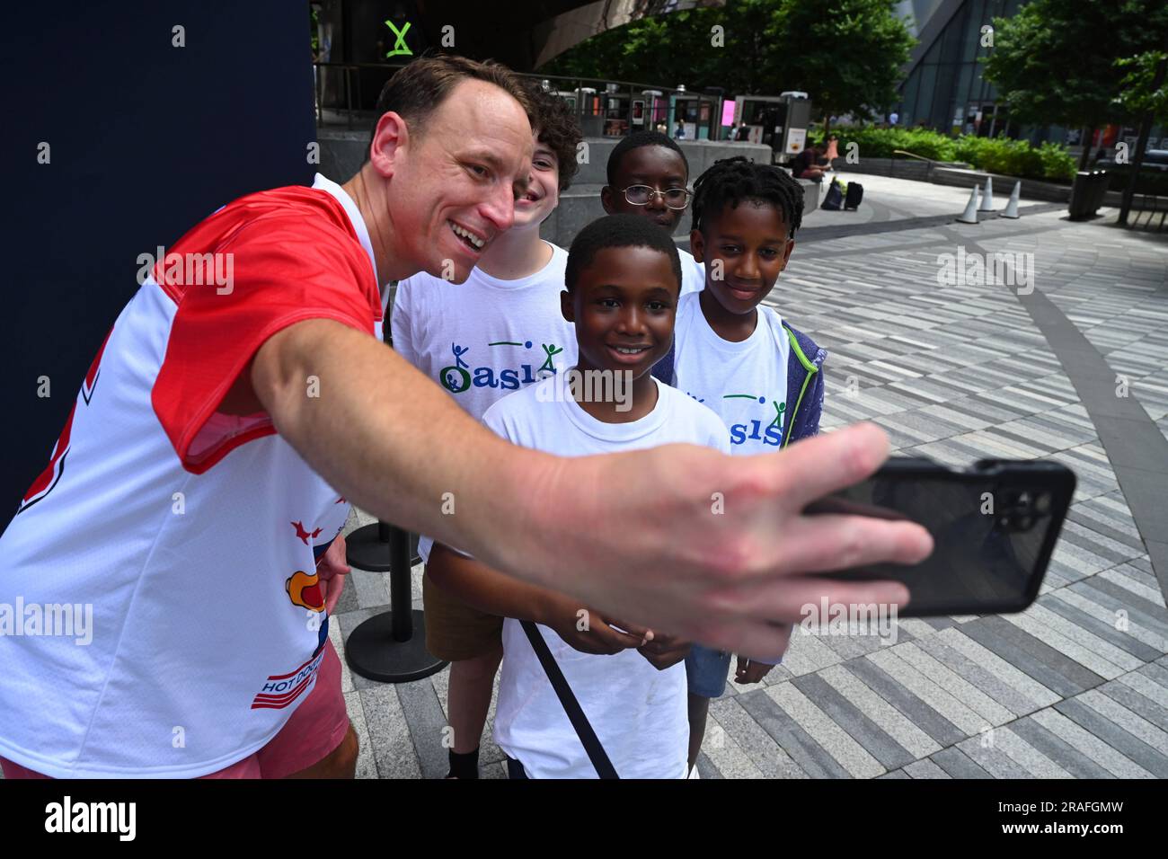 Photo by: NDZ/STAR MAX/IPx 2023 7/3/23 Competitive eater Joey Chestnut ...
