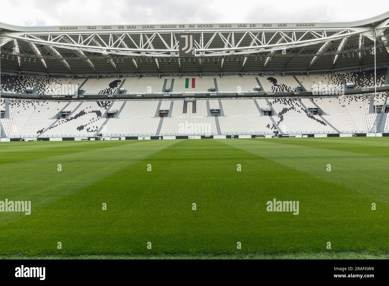 Internal view of the Juventus stadium, called Allianz Stadium, built in ...