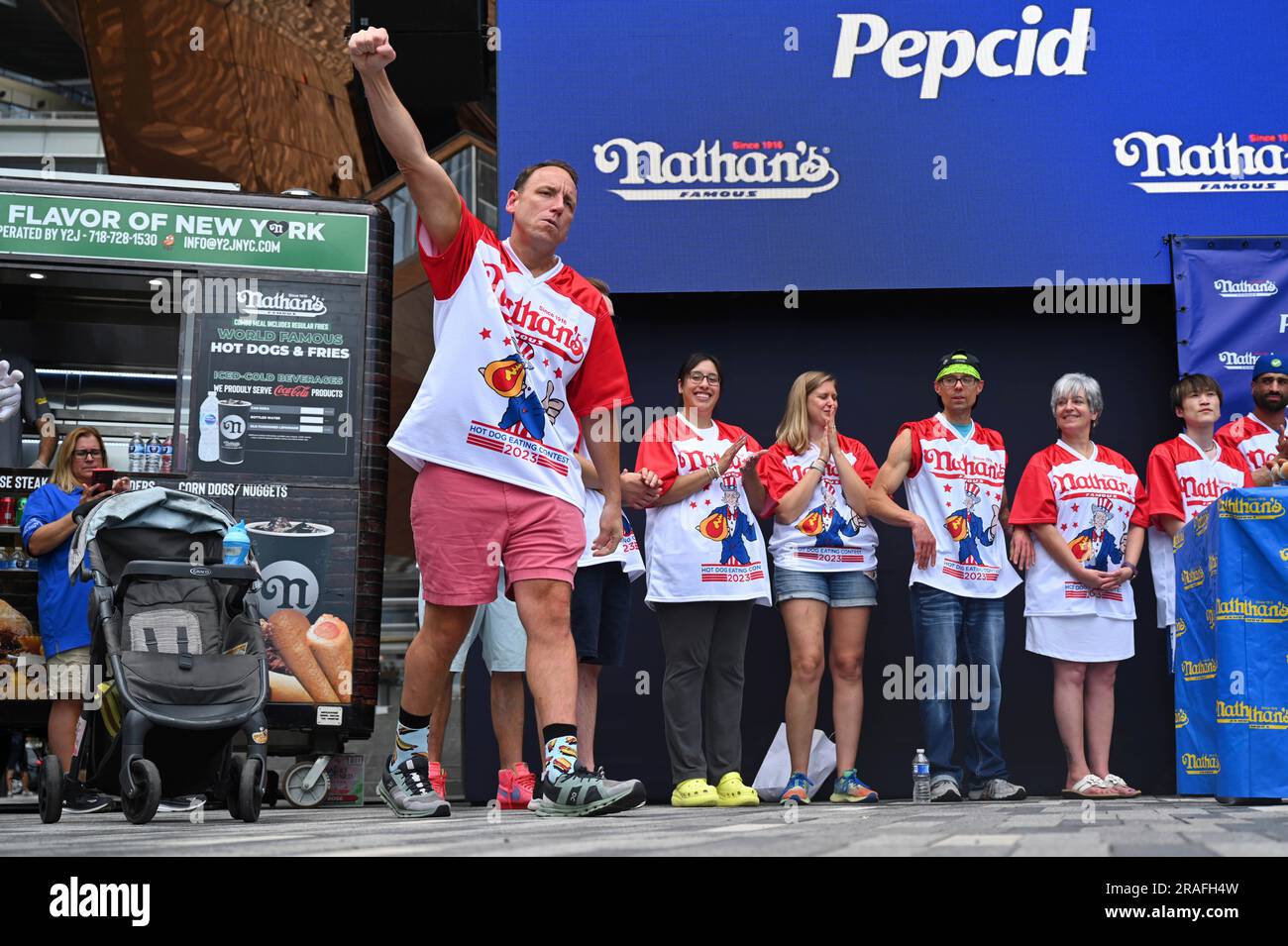 Photo by: NDZ/STAR MAX/IPx 2023 7/3/23 Competitive eater Joey Chestnut ...
