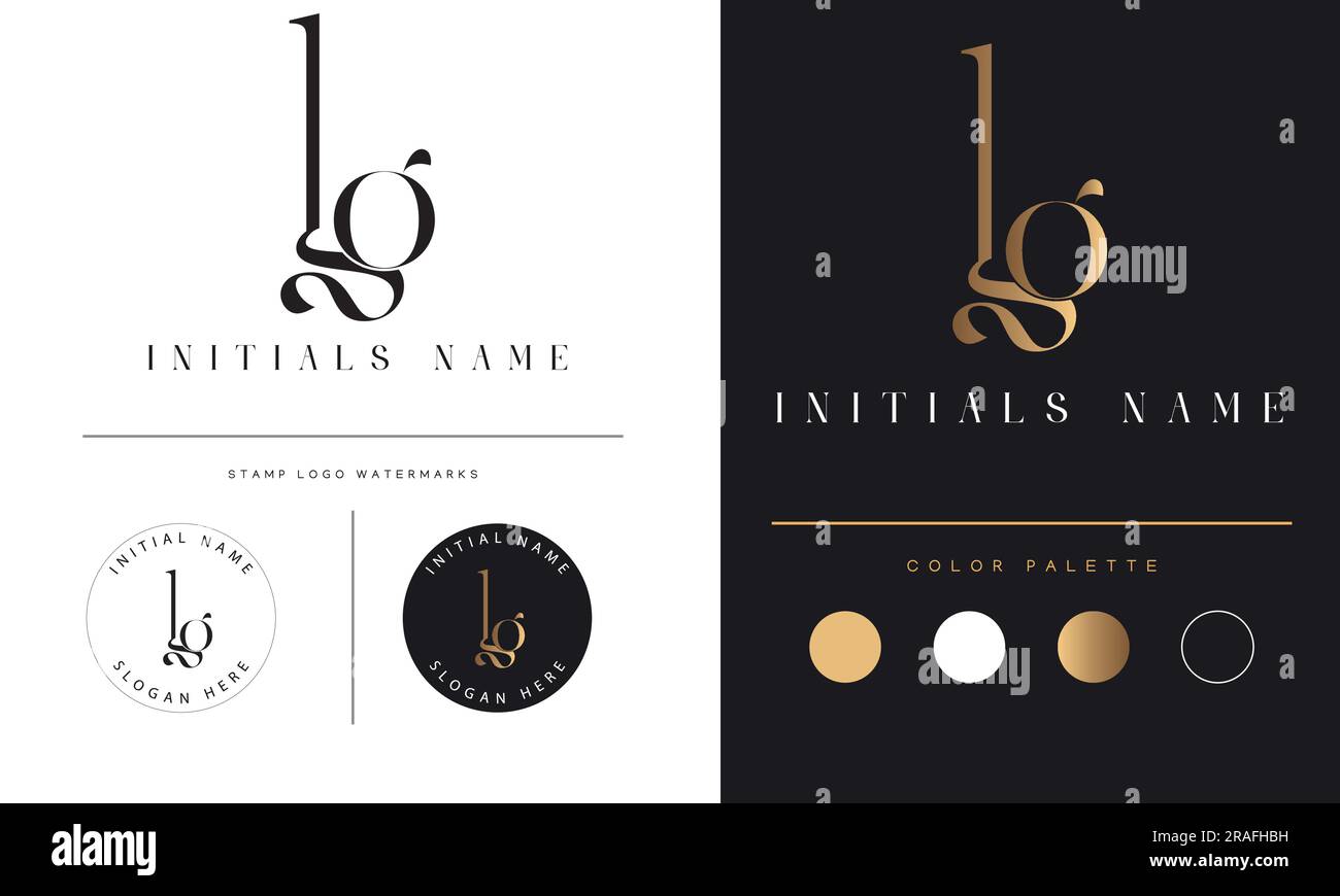 Luxury LG or GL Initial Monogram Text Letter Logo Design Stock Vector ...