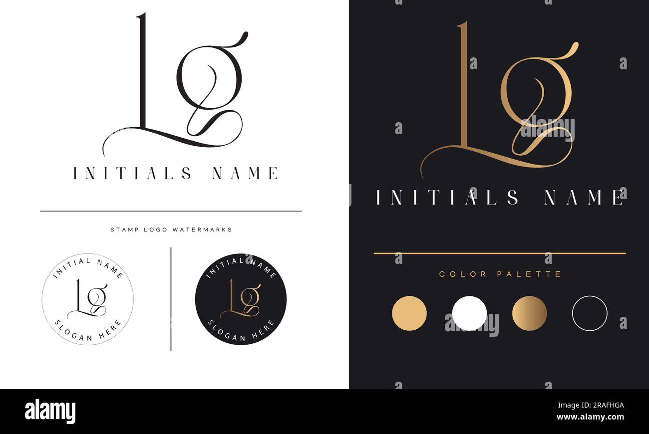 Luxury LG or GL Initial Monogram Text Letter Logo Design Stock Vector ...