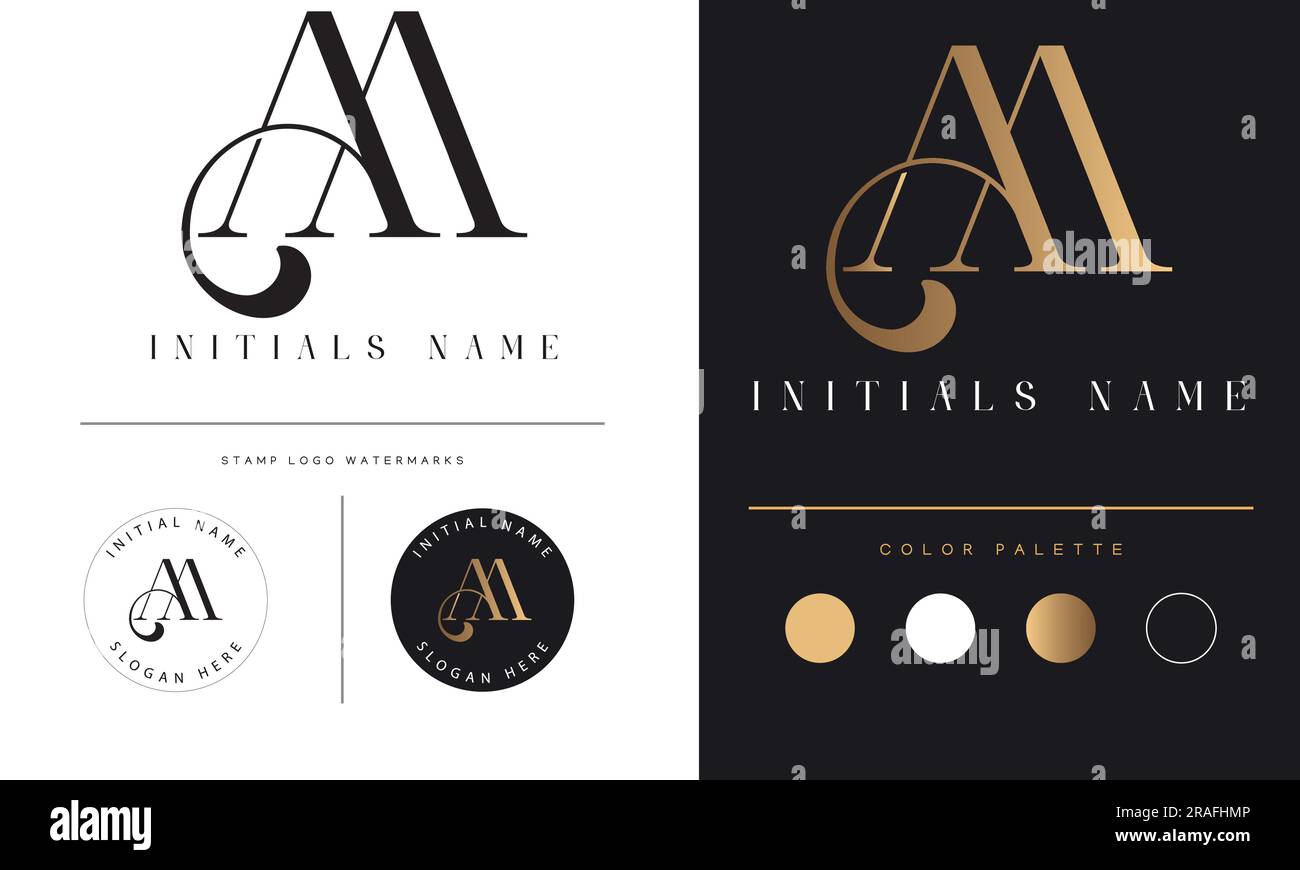 Luxury AA Initial Monogram Text Letter Logo Design Stock Vector Image ...