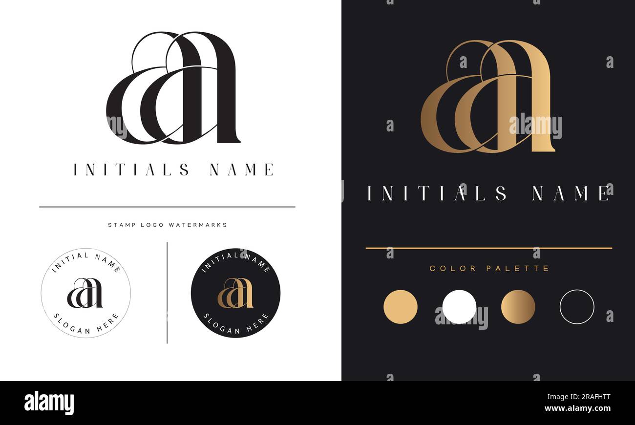 Luxury AA Initial Monogram Text Letter Logo Design Stock Vector Image ...