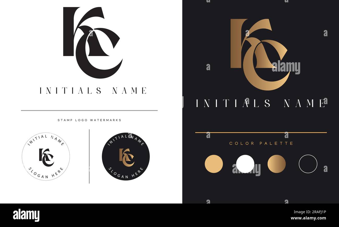 Luxury KC or CK Initial Monogram Text Letter Logo Design Stock Vector ...