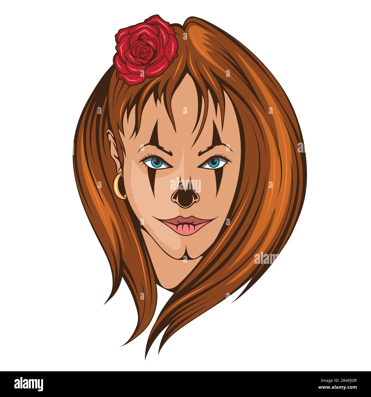 chicano girl. Vector illustration of a tattoos and scary face makeup ...