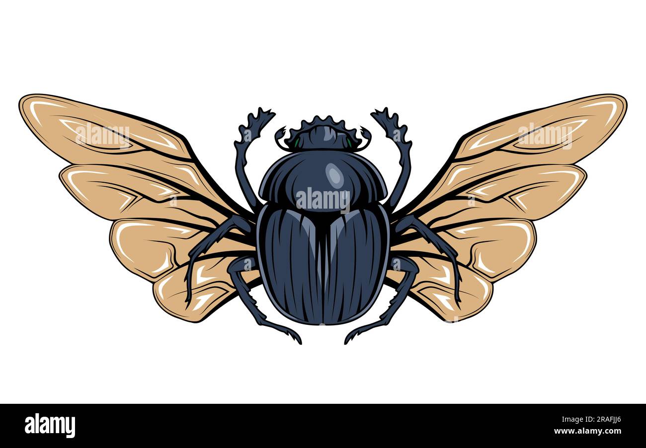 scarab beetle. Vector illustration of a Magic symbol of pharaoh, gods ...