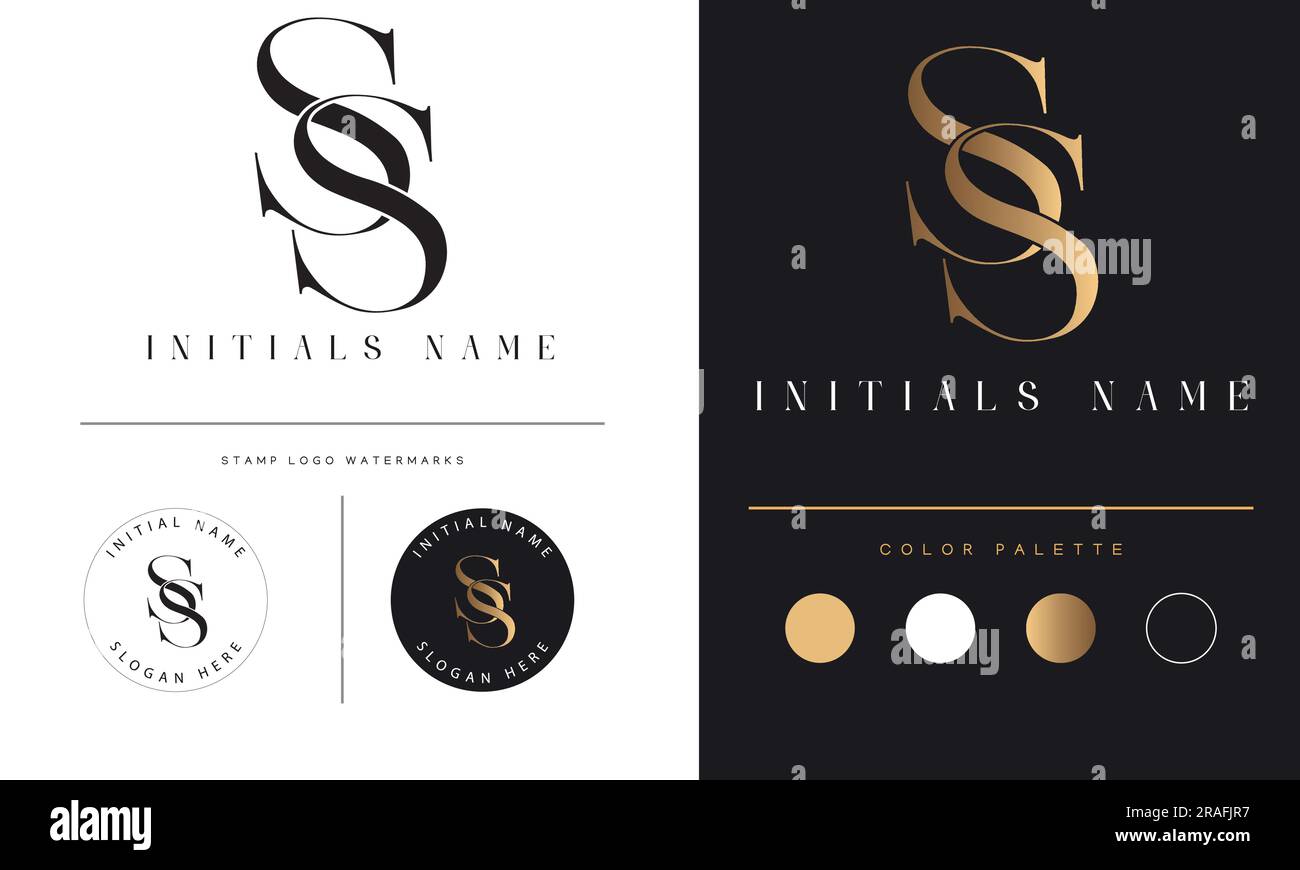 Luxury Ss Initial Monogram Text Letter Logo Design Stock Vector Image And Art Alamy