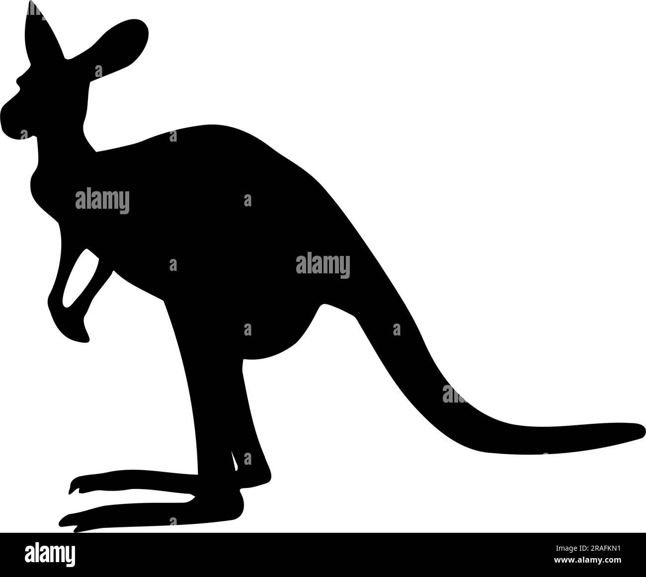 Standing Kangaroo silhouette isolated on white background. Vector ...